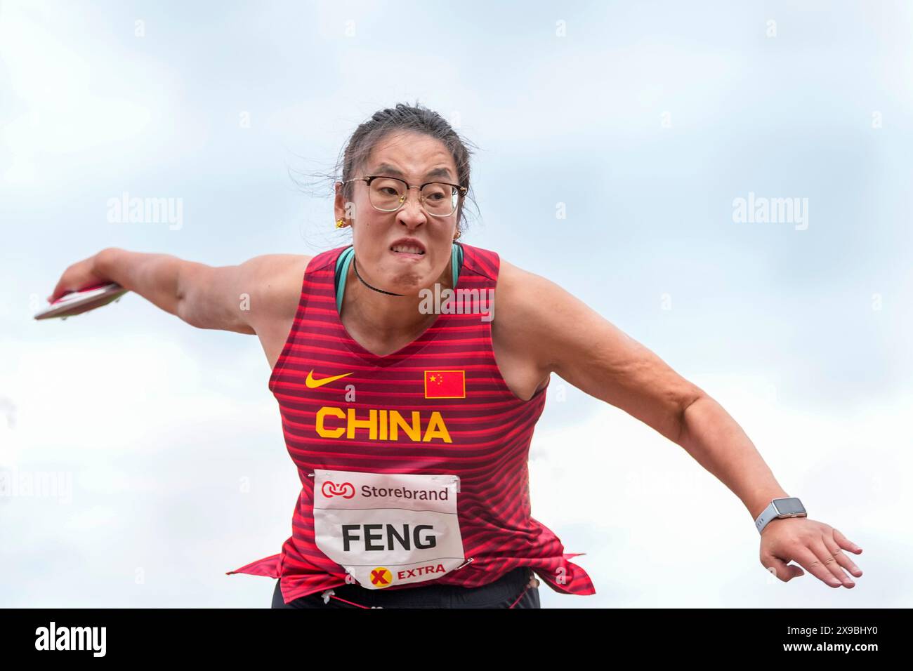 Oslo 20240530. Chinese Bin Feng during the discus competition during ...