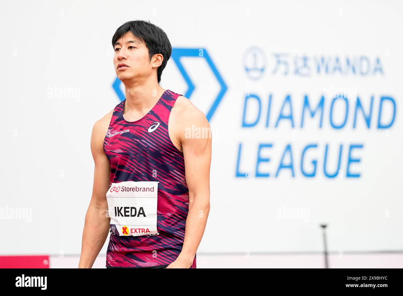 Oslo 20240530. Kosuke Ikeda from Japan before the men's 400 meters during the Diamond League ...