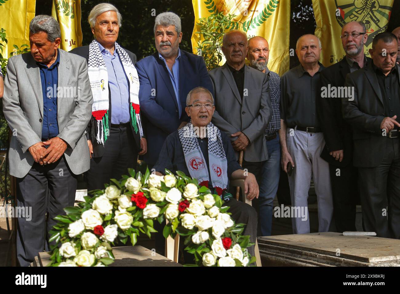 Beirut, Lebanon. 30th May, 2024. Kozo Okamoto (C), the sole surviving ...