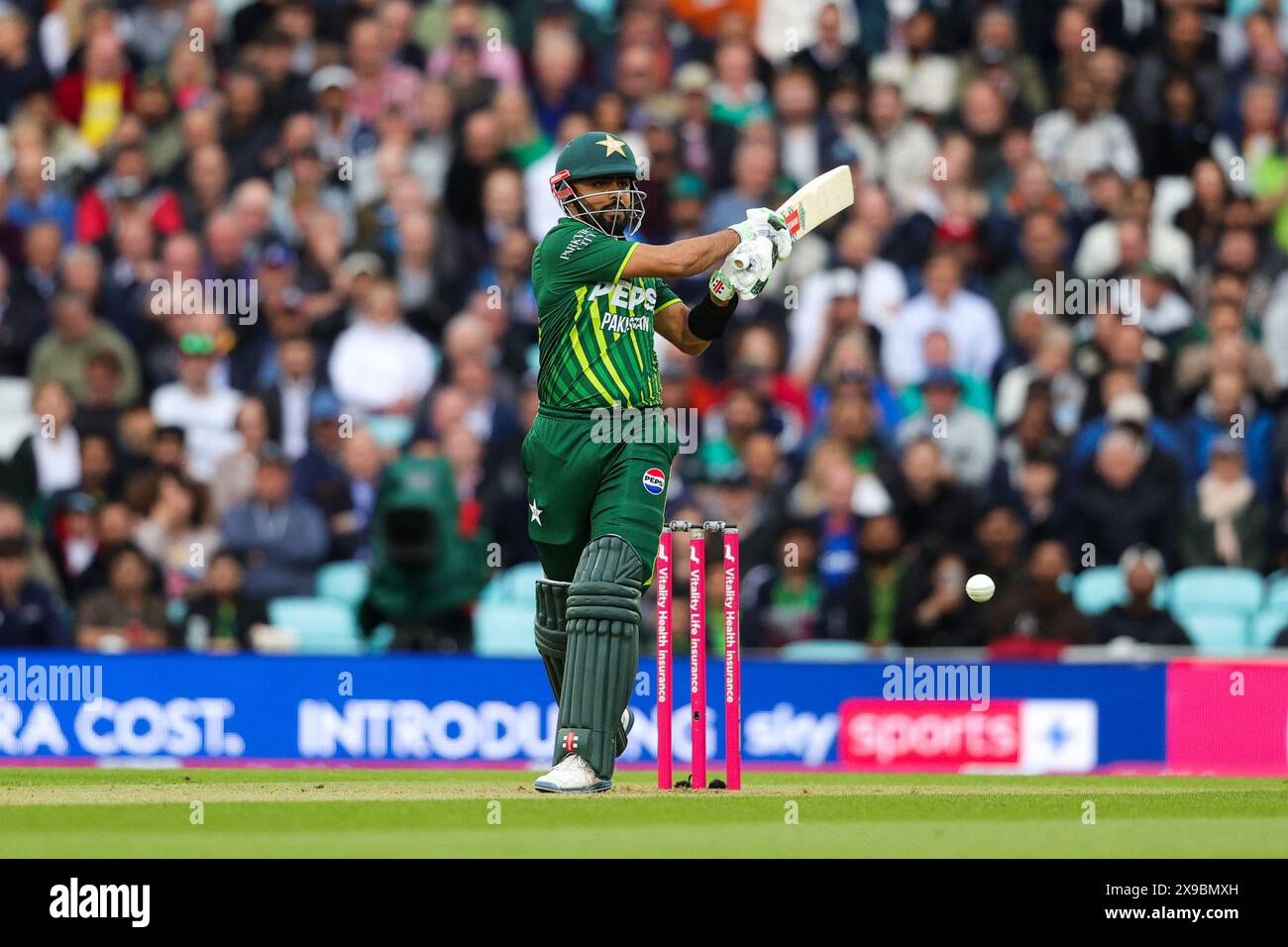 London, England. 30th May, 2024. Pakistan's Babar Azam bats during the ...
