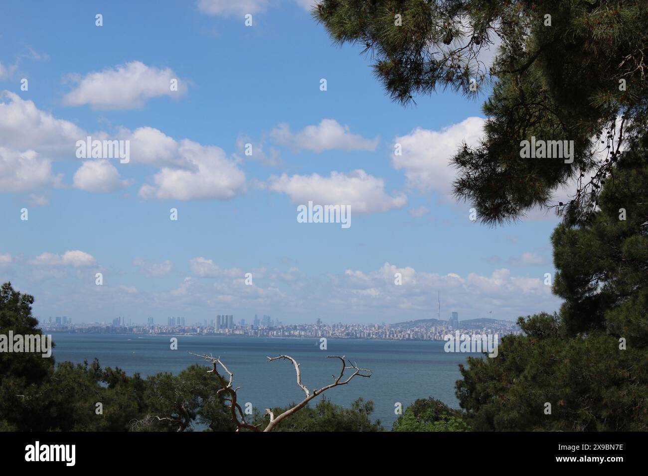 Panorama of Istanbul across the Bosphorus. Landscape of the Asian part ...