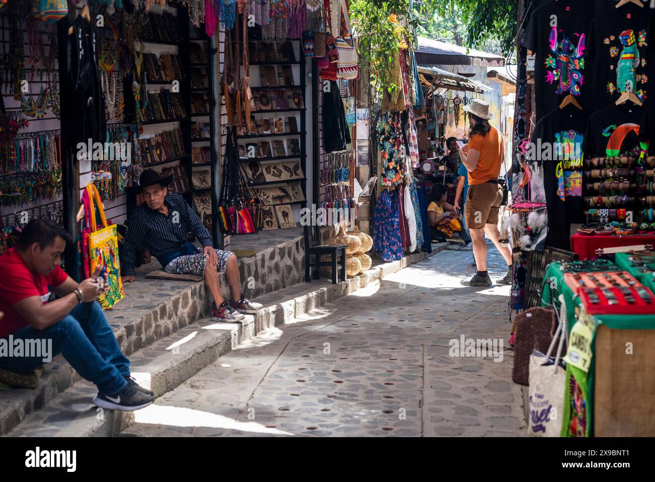 Shops in Street known as Hippie Highway, San Marcos La Laguna, known ...