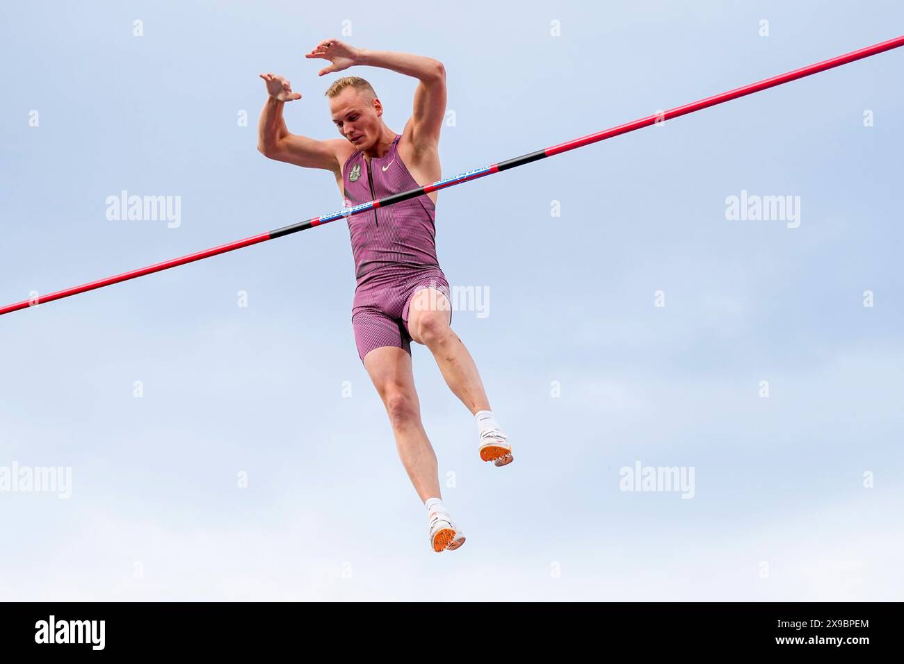 Oslo 20240530. American Sam Kendricks during the pole vault competition ...
