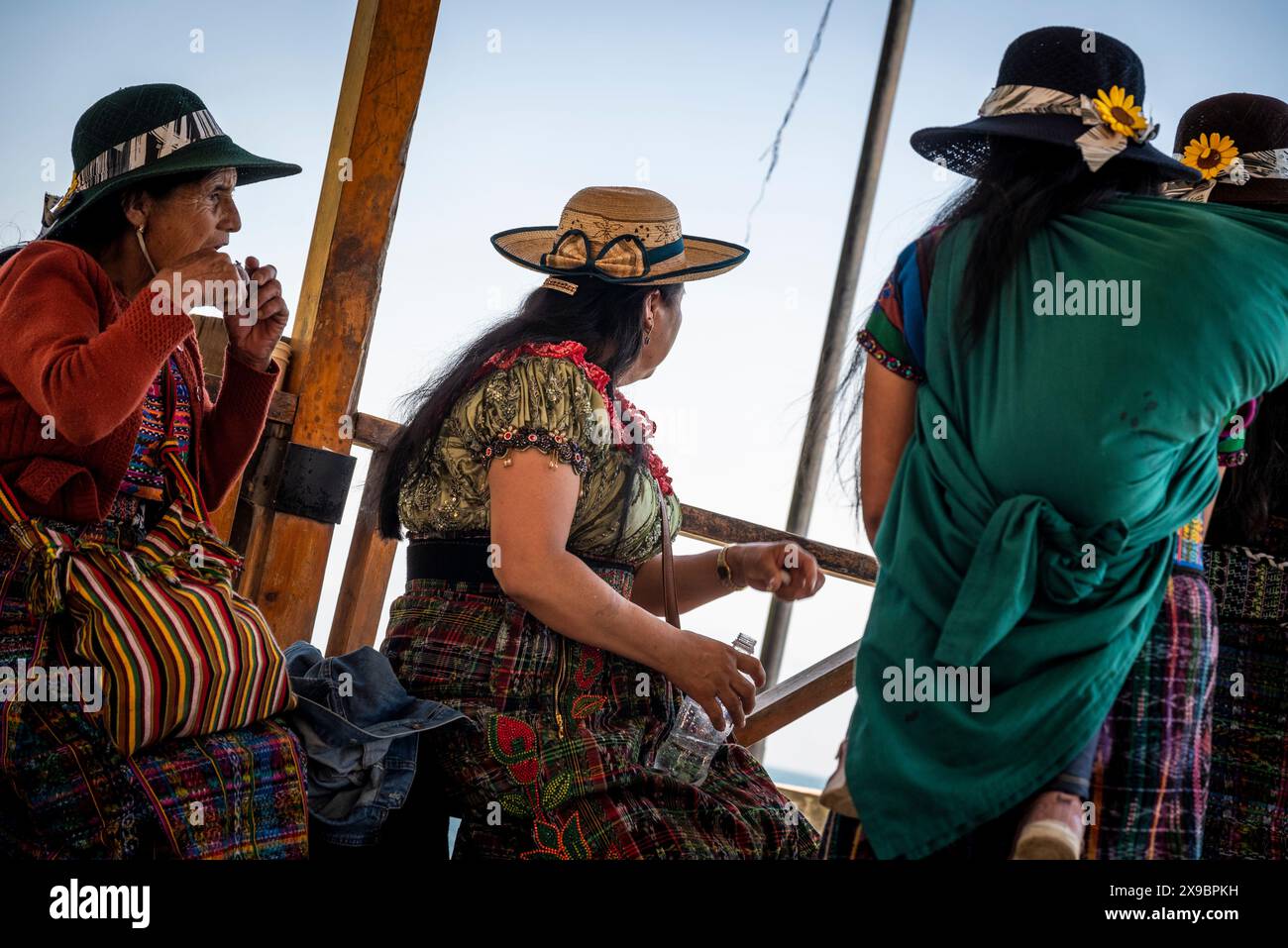 Mayan people waiting in the dock for a boat to arrive, San Marcos La ...