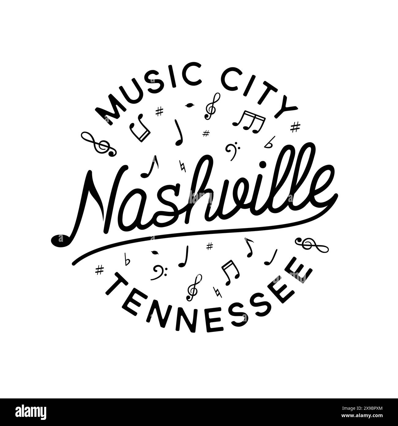 Nashville music city vector design template. Nashville Tennessee ...