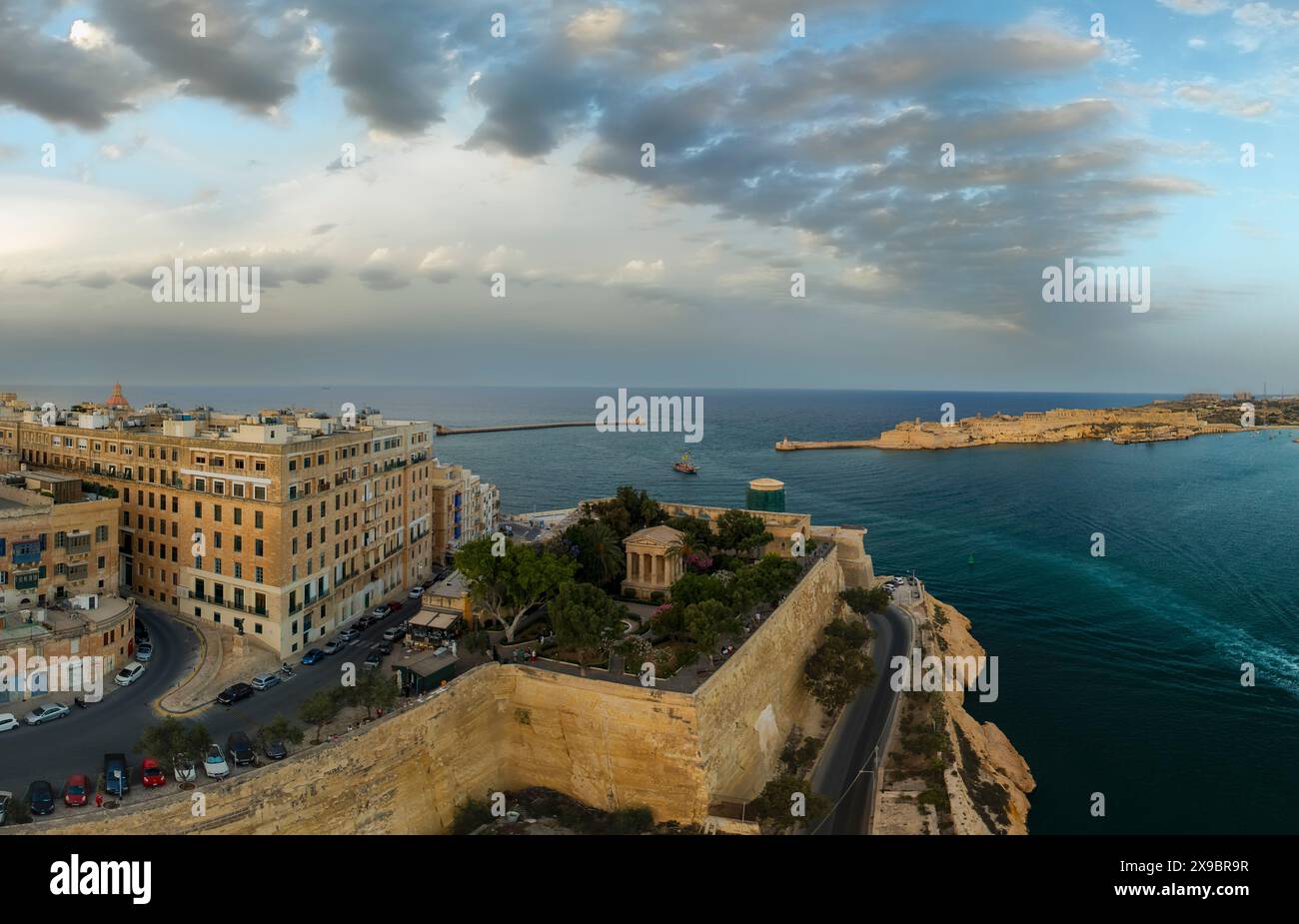 Aerial cityscape about the capitol of Malta Valetta city. The main them ...
