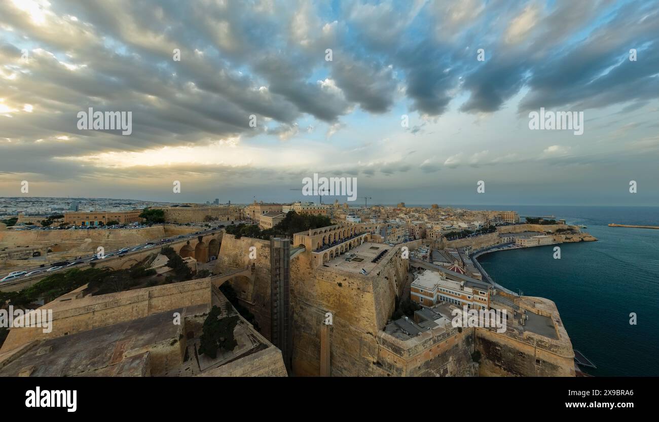Aerial cityscape about the capitol of Malta Valetta city. The main ...