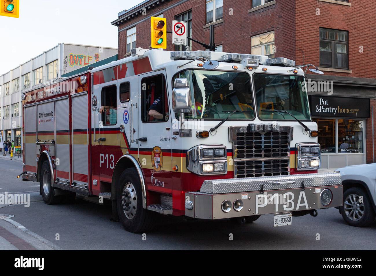 Fire engine on the road in downtown - Ottawa, Canada - May 16, 2024 ...