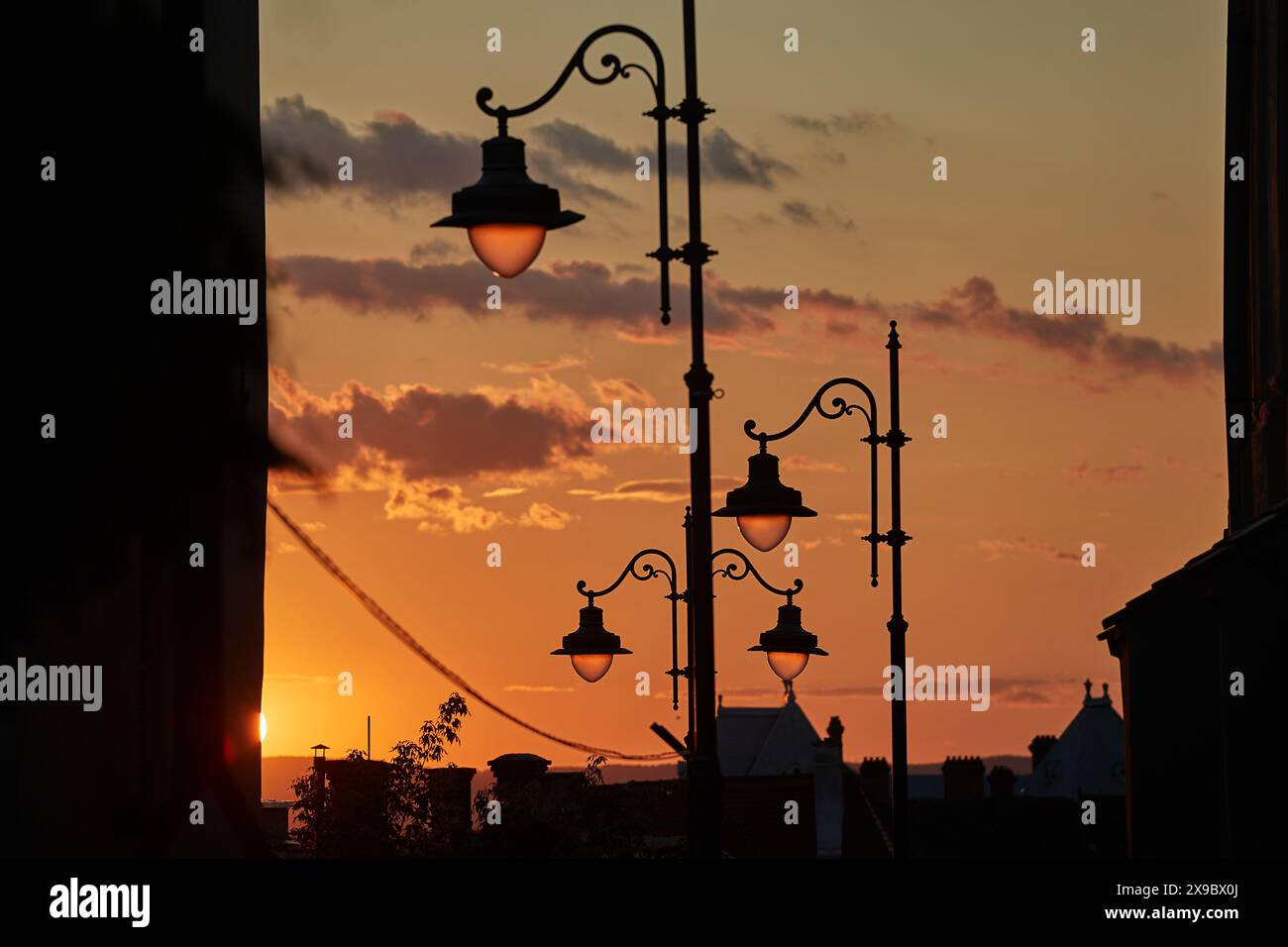 Vintage lamp post on a street Stock Photo - Alamy