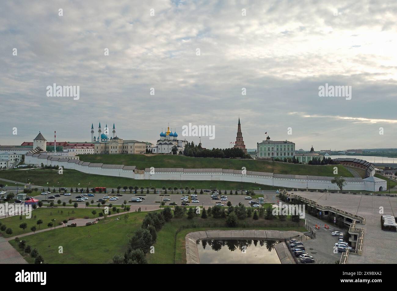 Aerial view of Kazan Kremlin with the Qolşärif Mosque and the Söyembikä Tower Stock Photo - Alamy