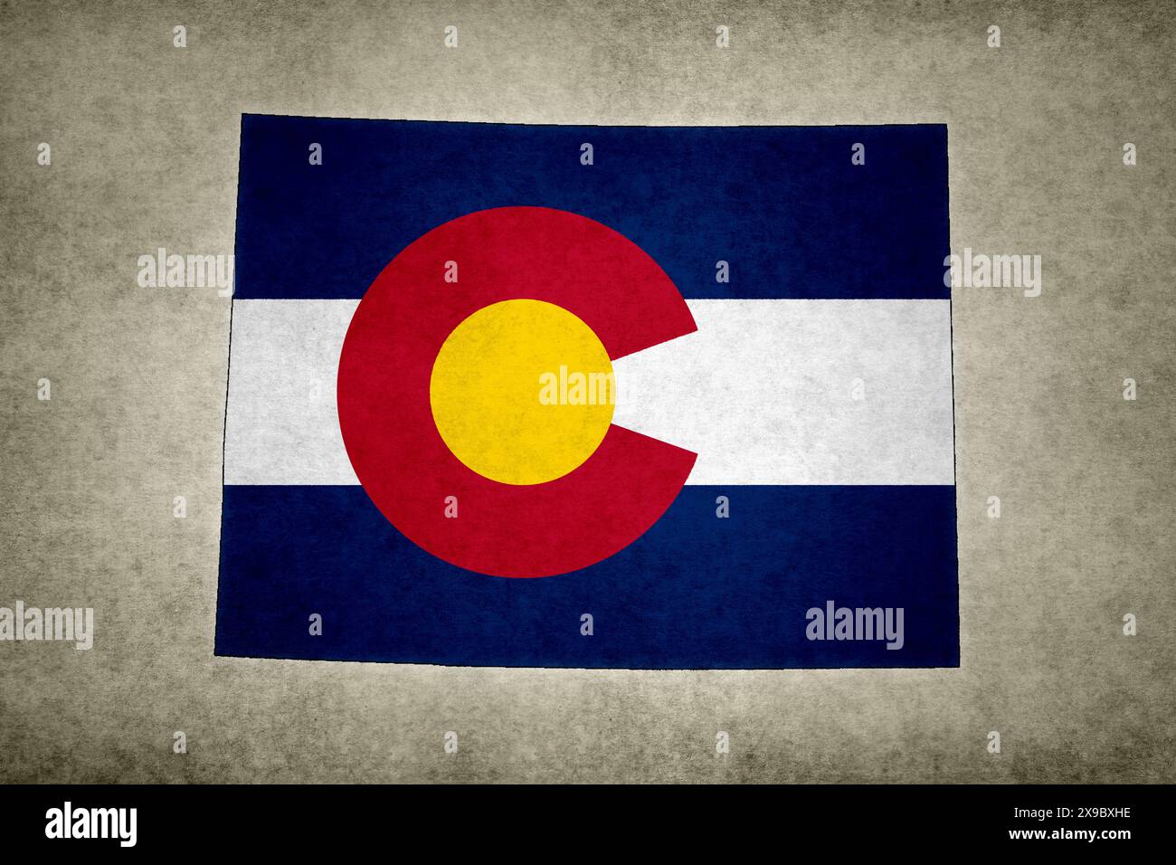 Grunge map of the state of Colorado (USA) with its flag printed within ...