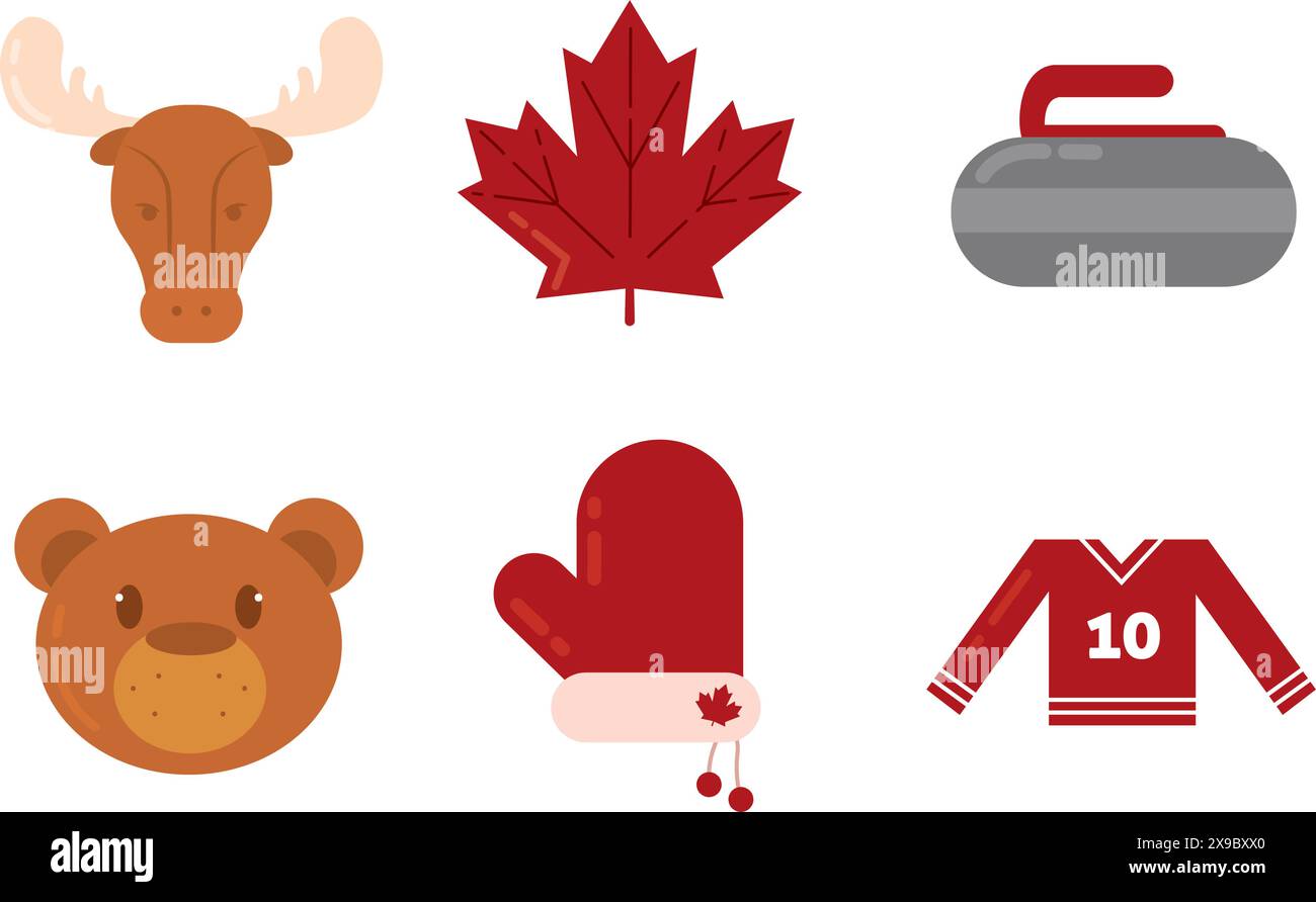 Set of colored canada icons Vector illustration Stock Vector Image ...