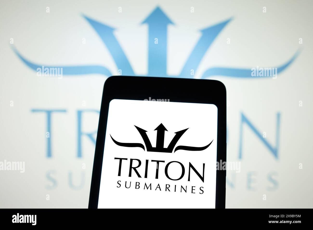 In this photo illustration, the Triton Submarines logo is displayed on ...