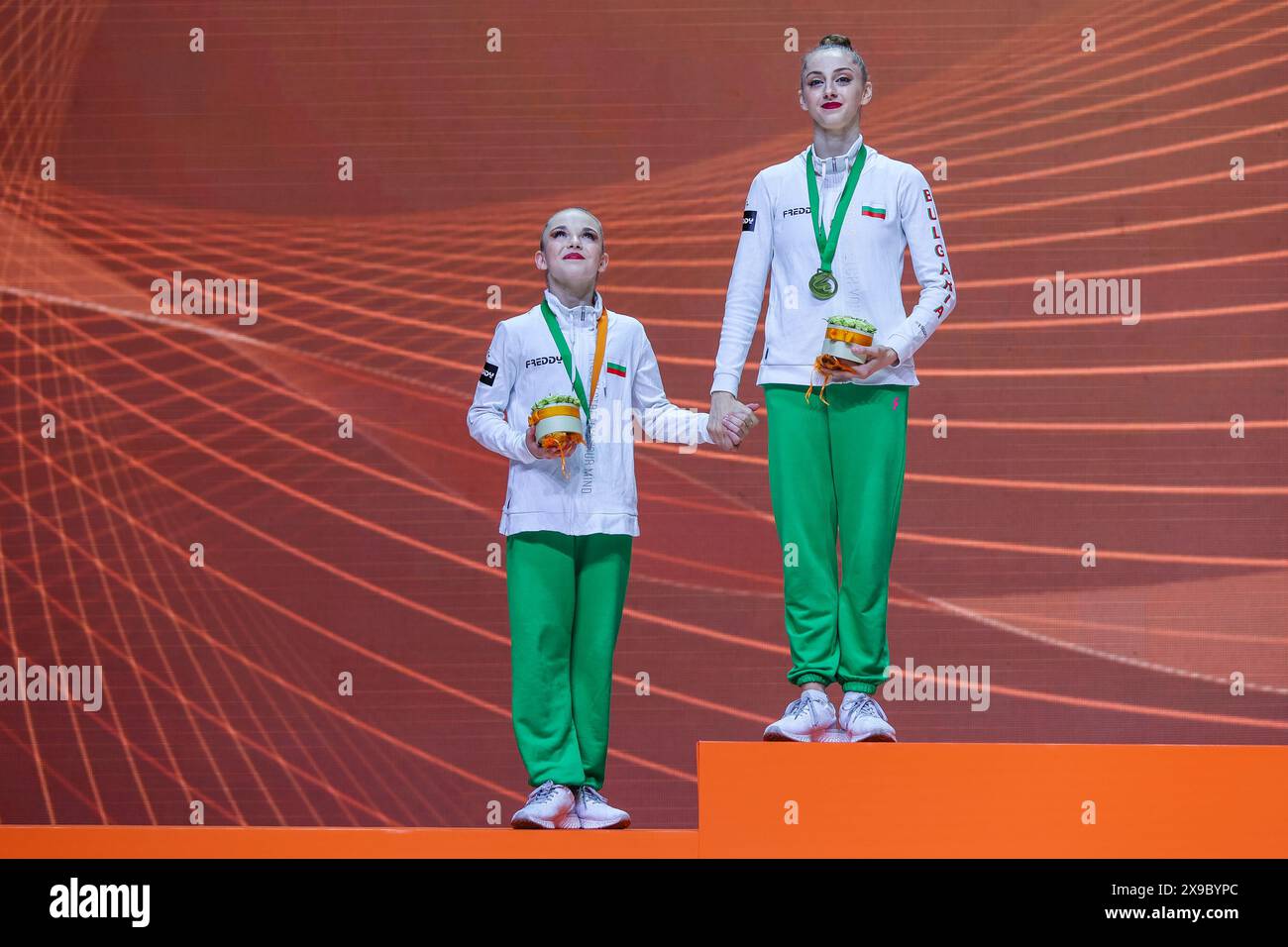 (R-L) Boryana Kaleyn (BUL) gold medal with Stiliana Nikolova (BUL ...
