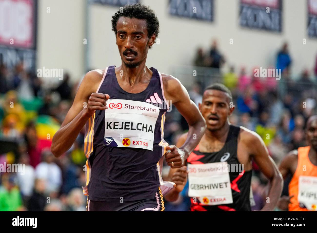 Oslo 20240530. Yomif Kejelcha from Eritrea runs 5000 meters during the ...
