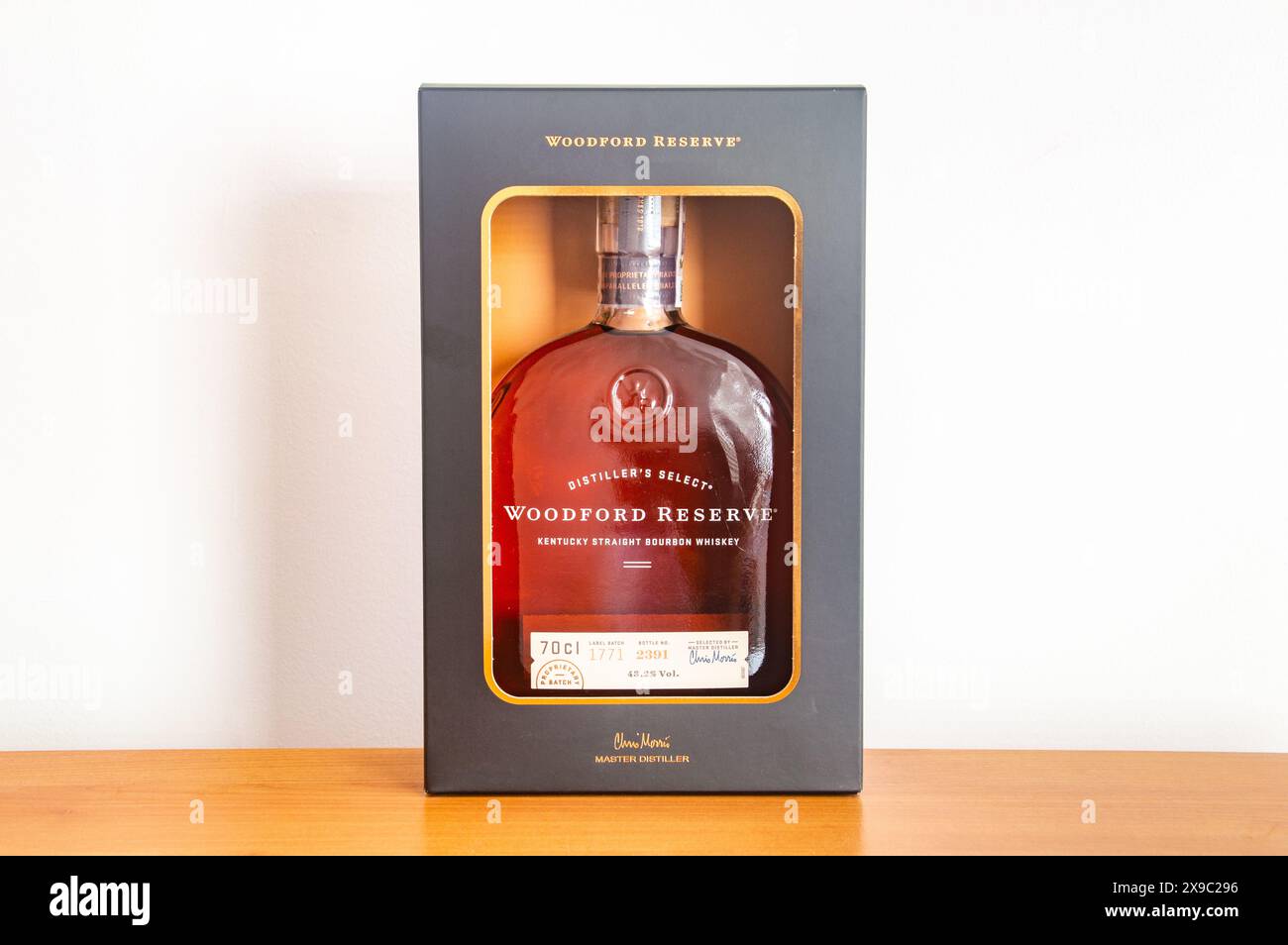 Pruszcz Gdanski, Poland - February 3, 2024: Woodford Reserve Kentucky ... Pruszcz Gdanski, Poland - February 3, 2024: Woodford Reserve Kentucky ...