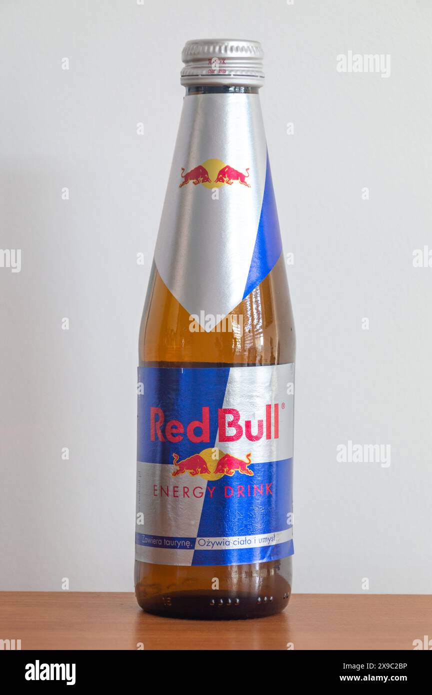 Pruszcz Gdanski, Poland - February 3, 2024: Bottle of Red Bull energy ... Pruszcz Gdanski, Poland - February 3, 2024: Bottle of Red Bull energy ...