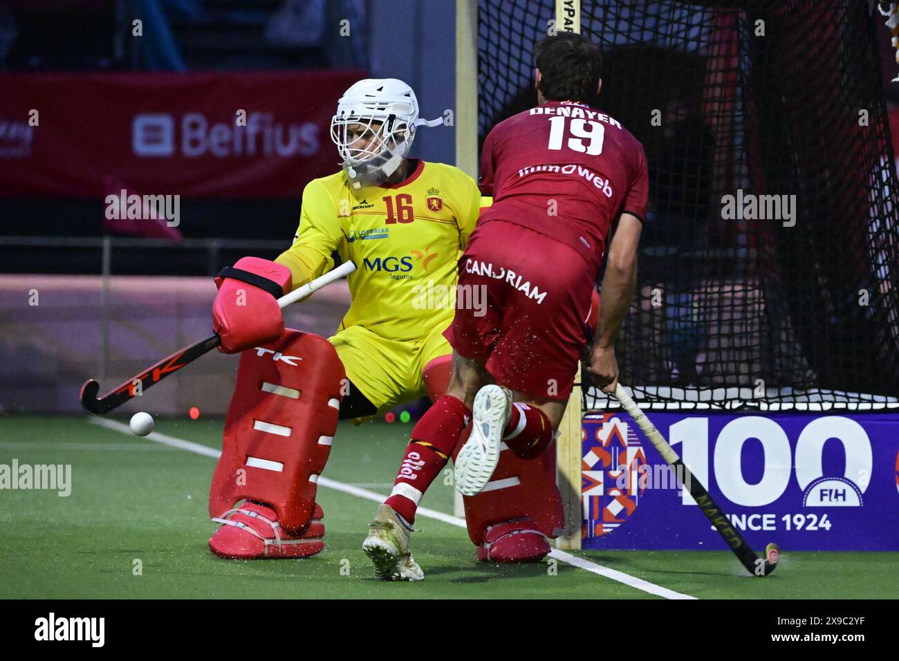 Antwerp, Belgium. 30th May, 2024. Spanish goalkeeper Rafael Revilla and ...
