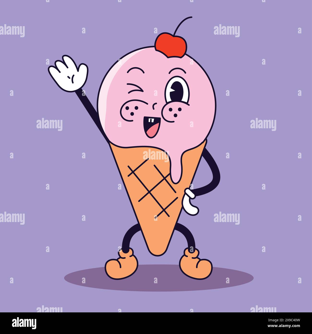 Pixel art of an ice cream animated with hands and legs Vector Stock ...