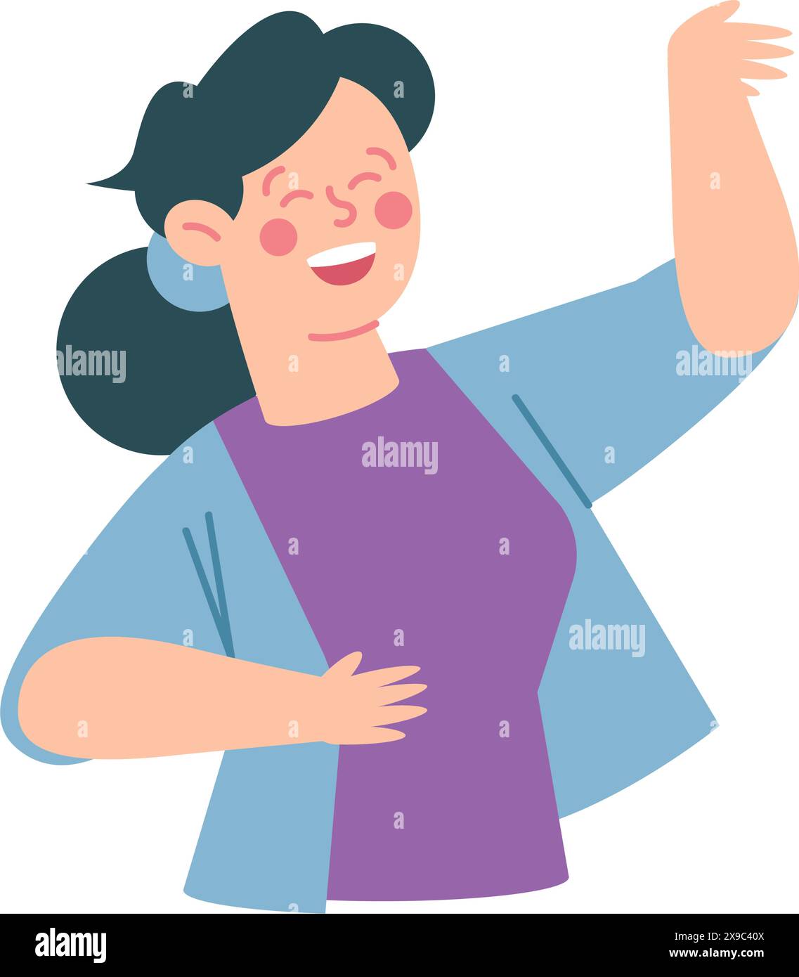 woman smiling and waving hand isolated Stock Vector Image & Art - Alamy