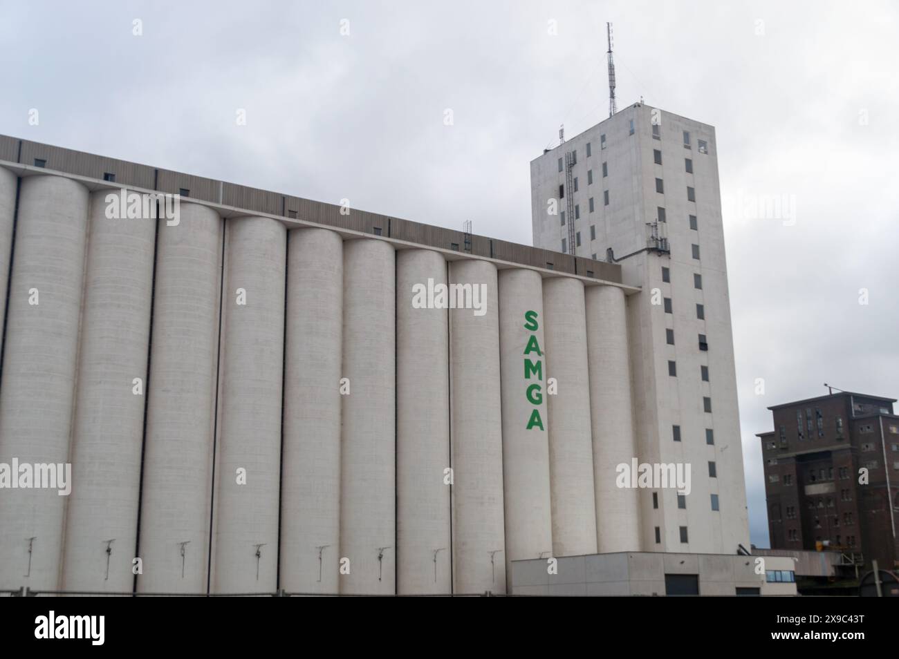 Antwerp, Belgium - February 25, 2024: Silos with SAMGA logo Stock Photo ...
