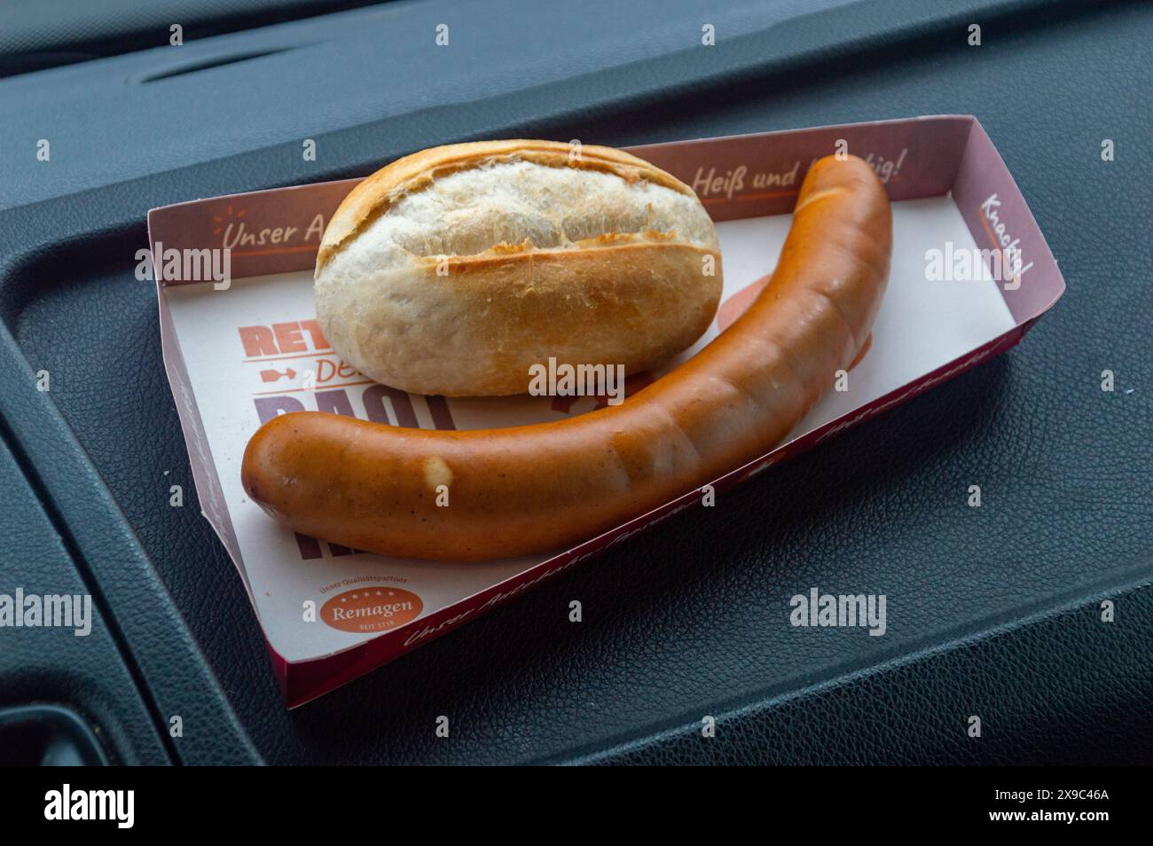Wendeburg, Germany - February 27, 2024: German Bockwurst sausage with ...