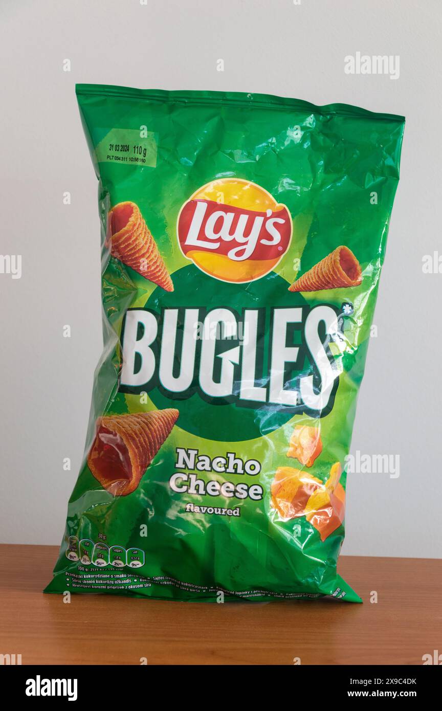 Pruszcz Gdanski, Poland - March 3, 2024: Pack of Lays bugles nacho ...