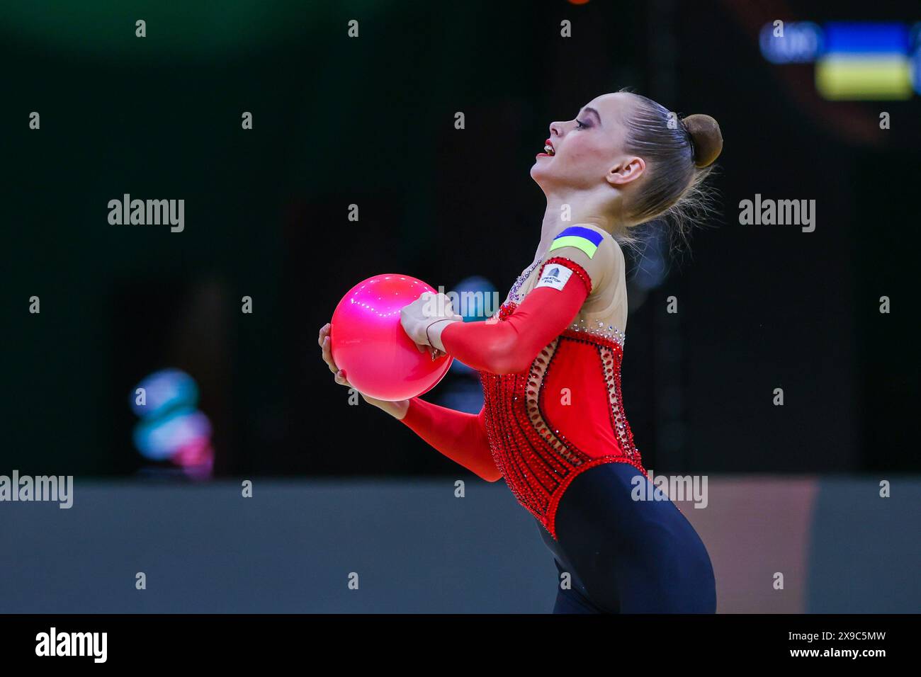 Taisiia Onofriichuk (UKR) in action during the 40th European Rhythmic ...