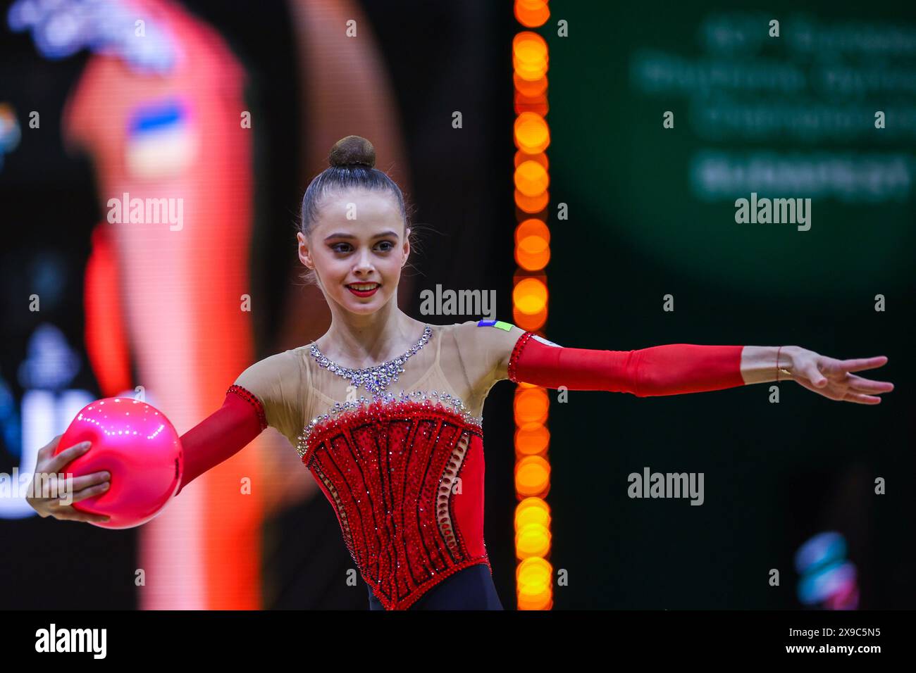 Taisiia Onofriichuk (UKR) in action during the 40th European Rhythmic ...