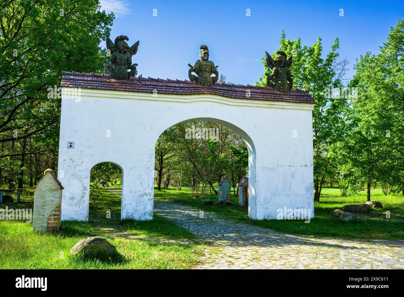 Robber baron's gate at Klinger See, Wiesengrund, Brandenburg, Germany ...