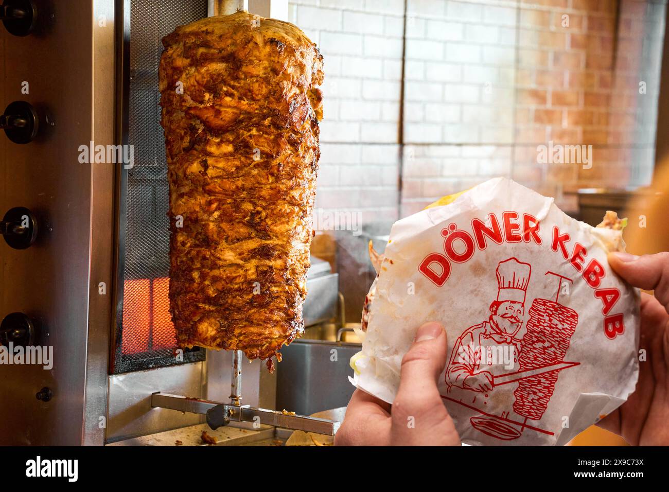 30 May 2024: Döner Kebab and a juicy kebab skewer filled with meat ...