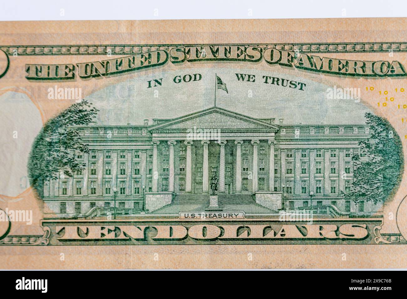 United States Treasury Building on 10 US dollars bill Stock Photo - Alamy