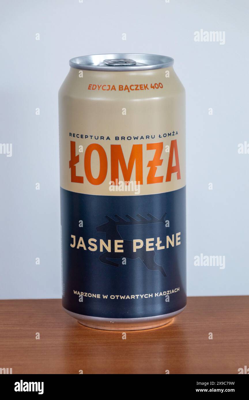 Pruszcz Gdanski, Poland - April 1, 2024: Can of Lomza baczek 400 beer ...