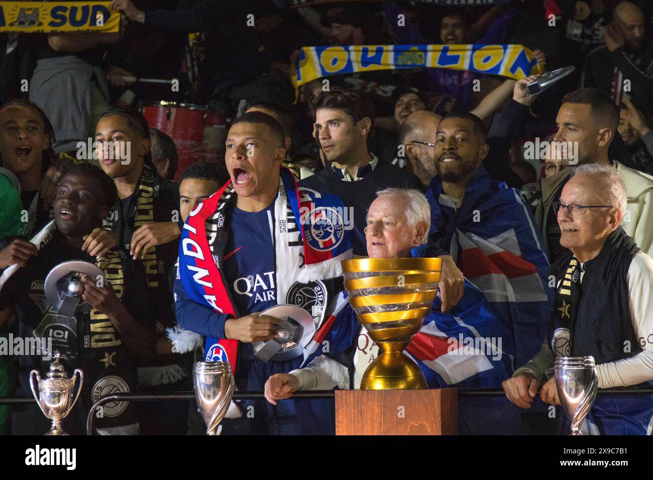 Football match, captain Kylian MBAPPE' Paris St Germain, celebrating ...