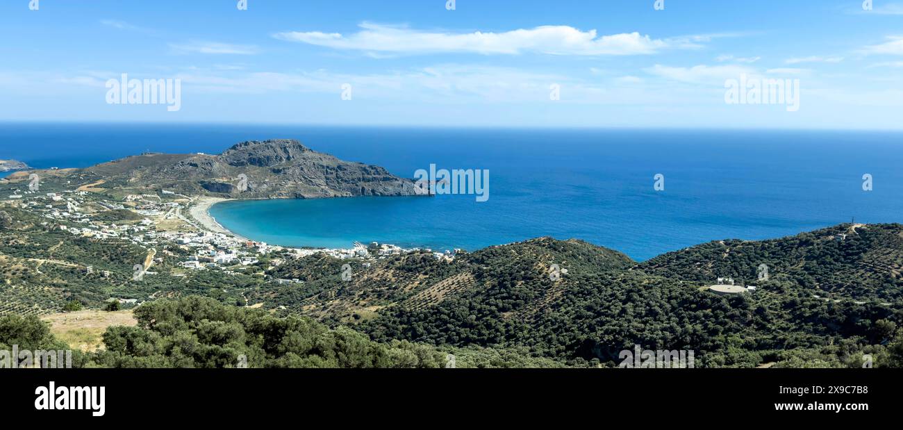 Panoramic photo from elevated position on landscape at south coast of ...