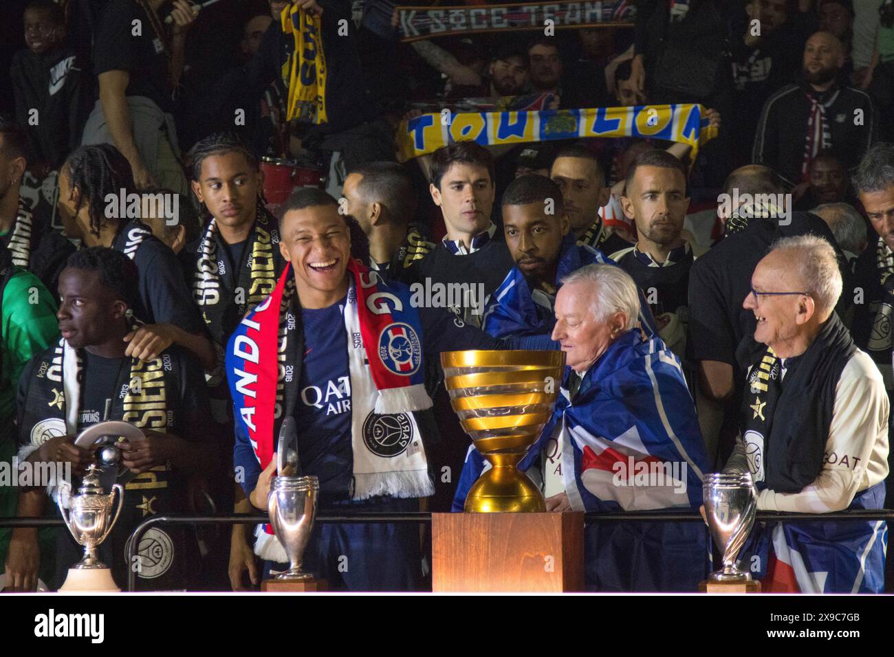 Football match, captain Kylian MBAPPE' Paris St Germain, celebrating ...