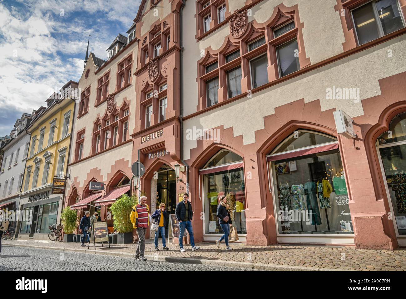 Commercial buildings, Gerberau shopping street, Old Town, Freiburg im ...
