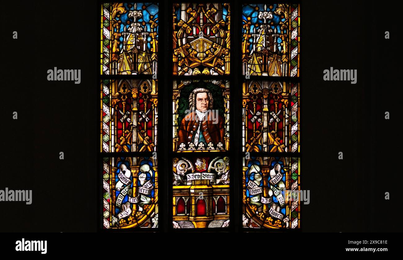 Portrait of Johann Sebastian Bach, stained glass window, St Thomas ...