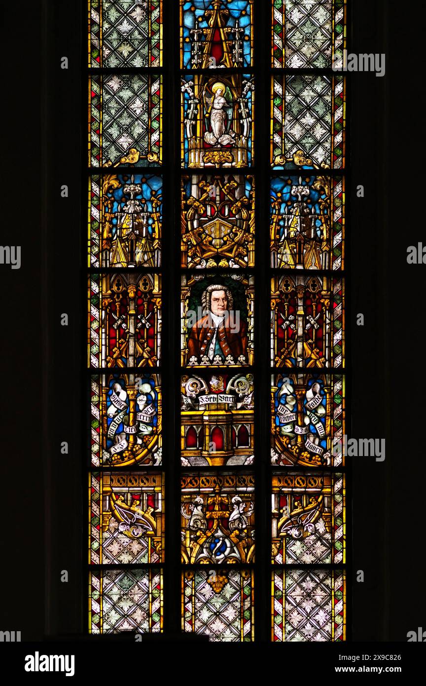 Portrait of Johann Sebastian Bach, stained glass window, St Thomas ...