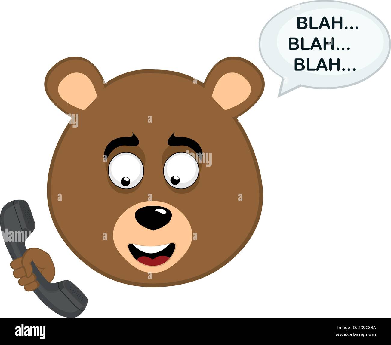 vector illustration face brown bear grizzly cartoon, talking on the ...