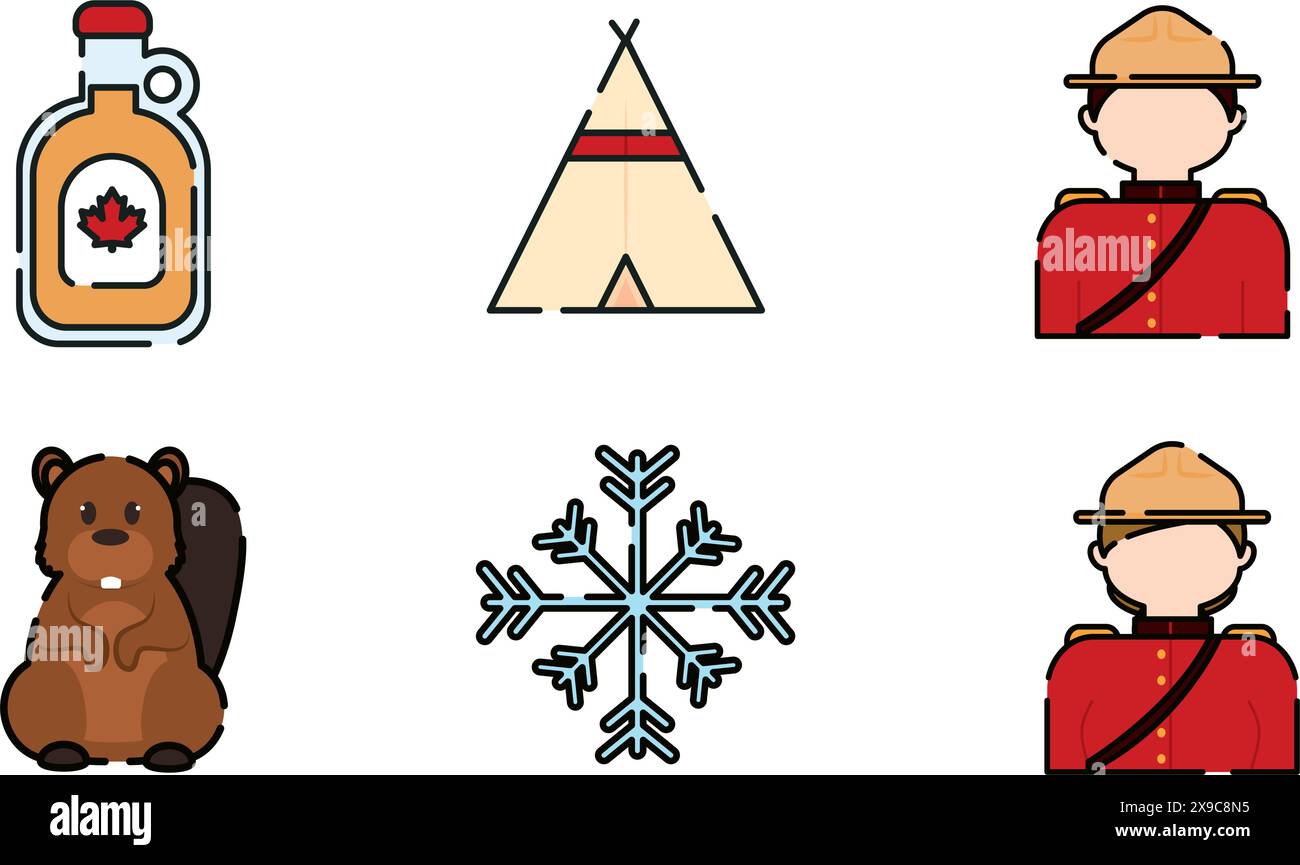 Set of colored canada icons Vector Stock Vector Image & Art - Alamy