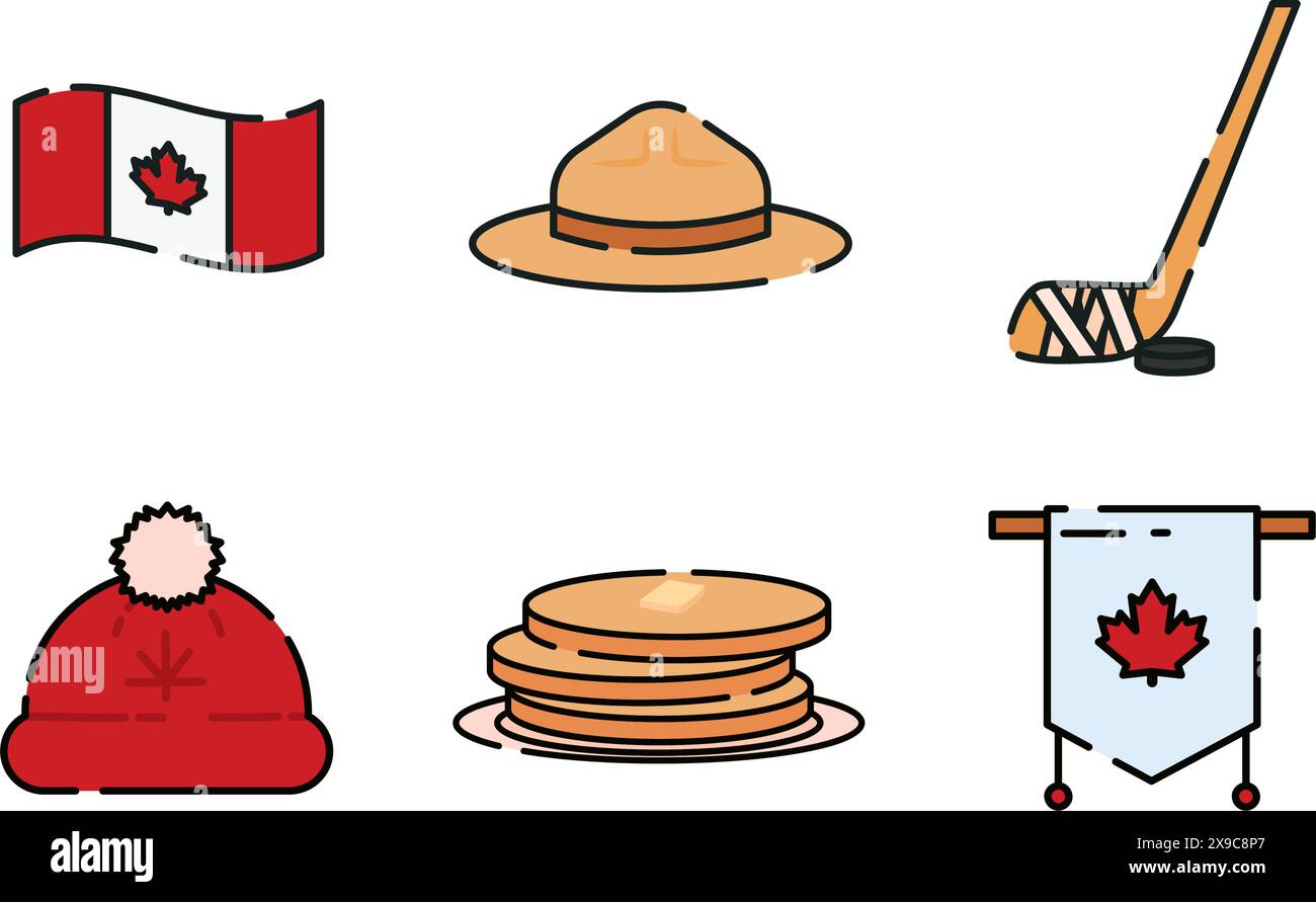 Set of colored canada icons Vector Stock Vector Image & Art - Alamy