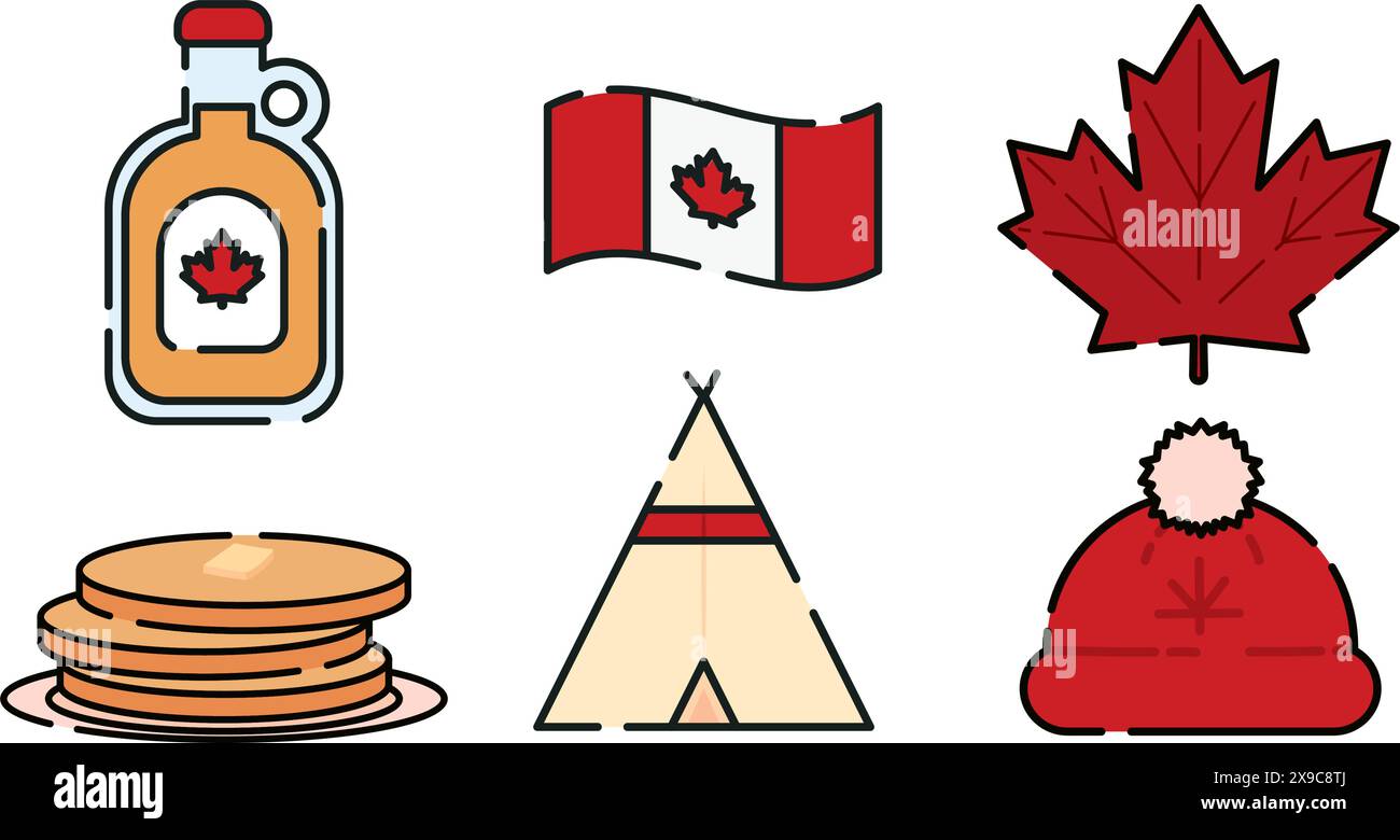 Set of colored canada icons Vector Stock Vector Image & Art - Alamy
