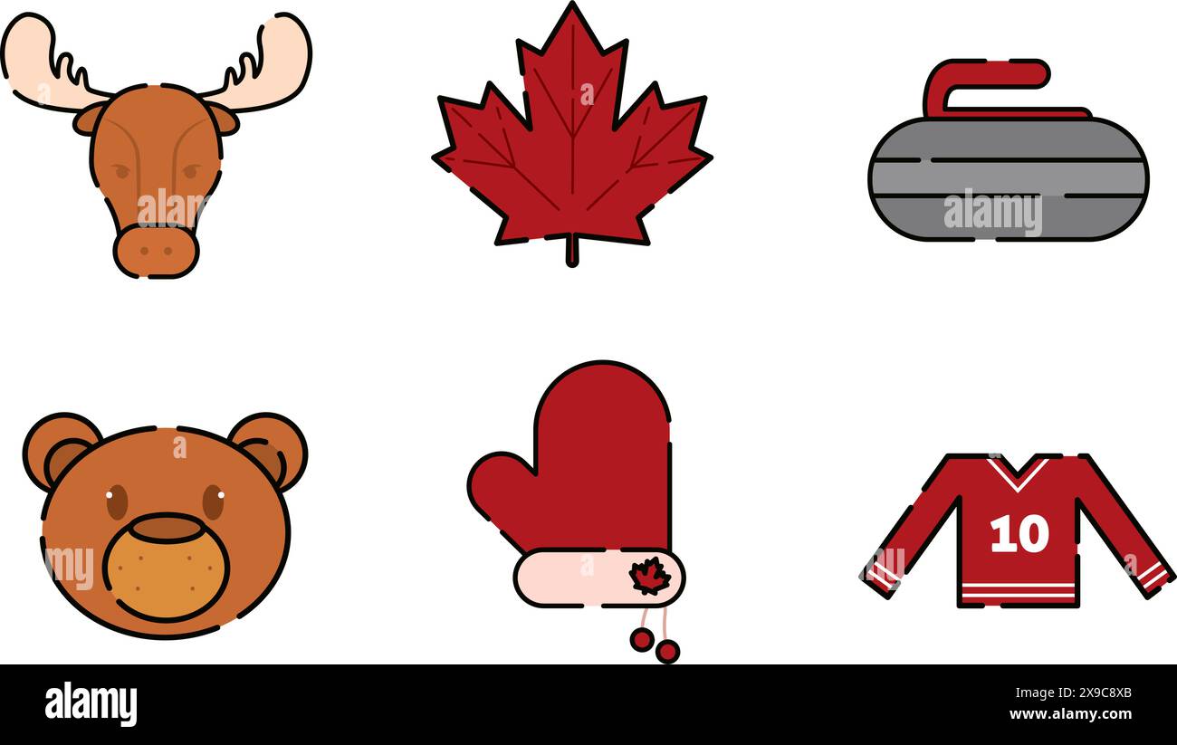 Set of colored canada icons Vector Stock Vector Image & Art - Alamy