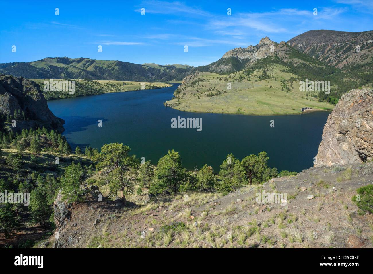 holter lake below sleeping giant mountain viewed from beartooth ...