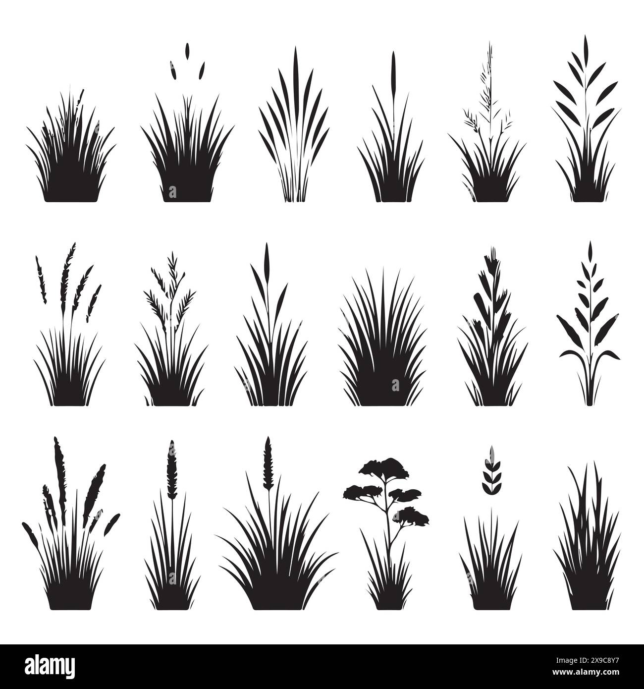 Silhouette set of grass. Vector isolated illustration Stock Vector ...