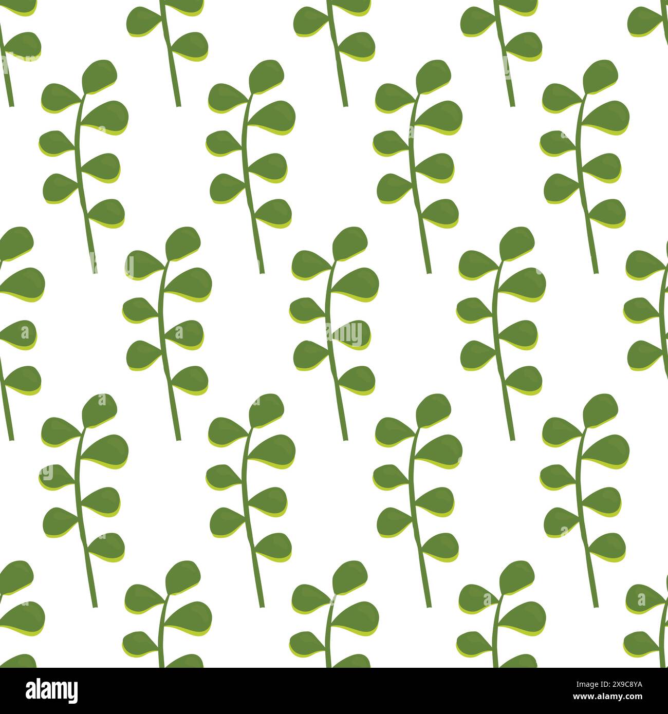 A simple twig with leaves. Floral ornament. Seamless pattern. Vector ...