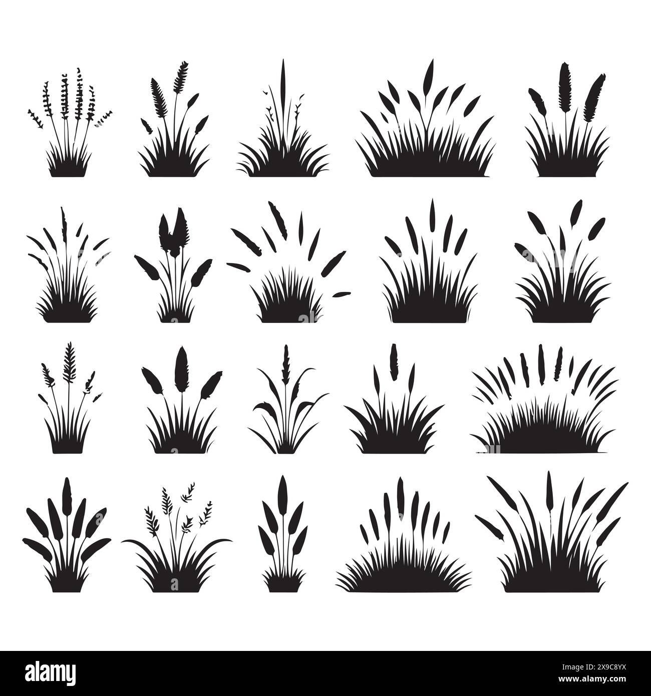 Silhouette set of grass. Vector isolated illustration Stock Vector ...