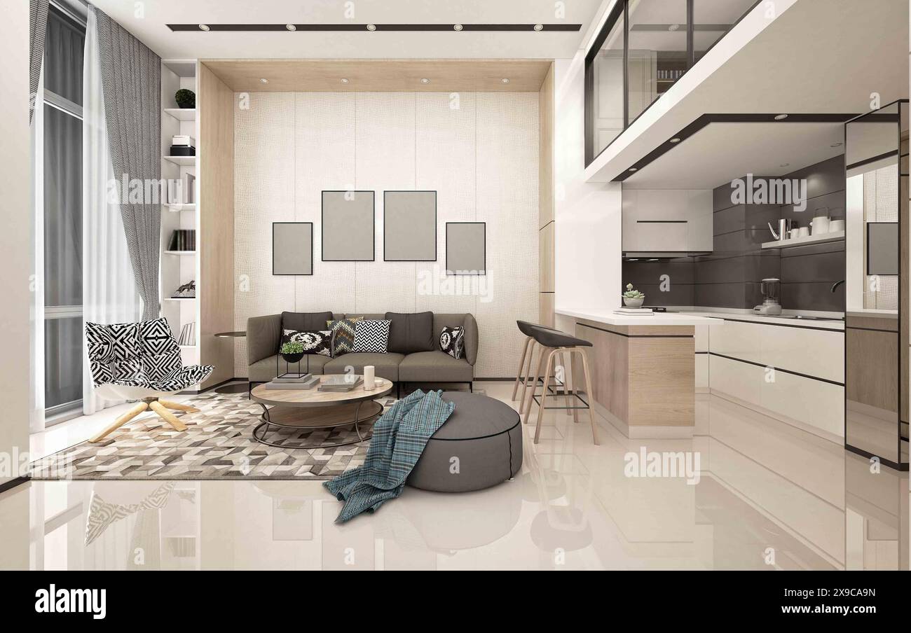3d render interior view lounge hi-res stock photography and images - Alamy
