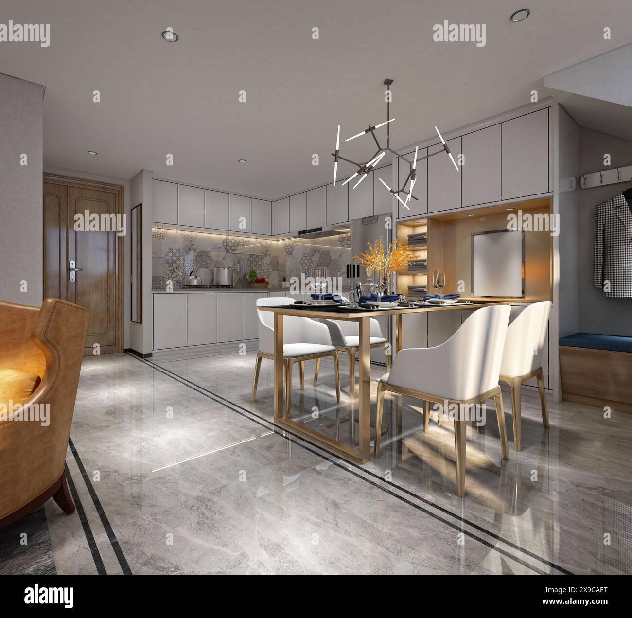 3d render of modern loft apartment Stock Photo - Alamy